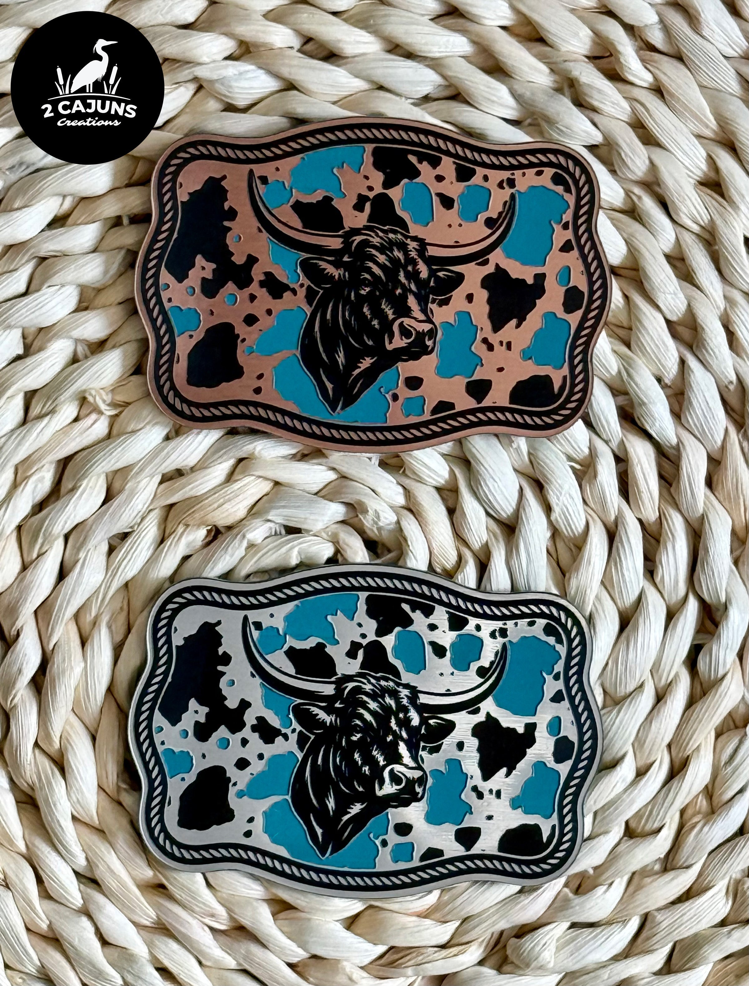 Cow and Cowhide Design Acrylic Laser Engraved Hat Patch – Lone Star ...
