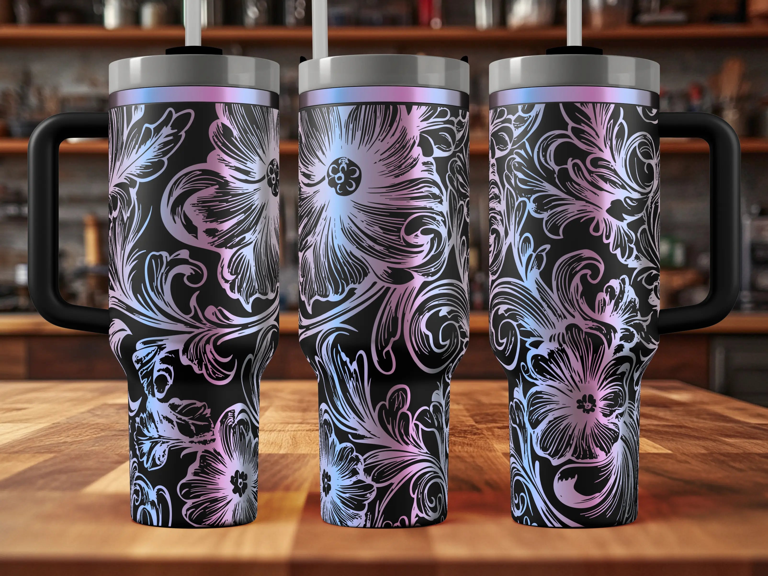Tooled Leather Tumbler Wrap SVG | 2 Files Included | Dark Light | 30 ...