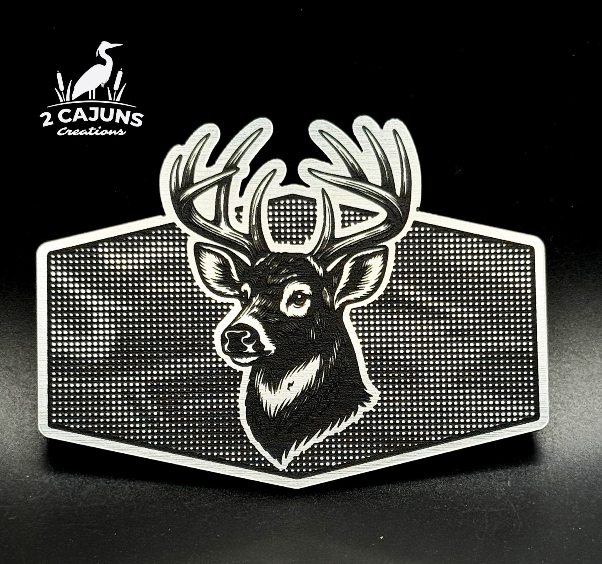 Buck on Linen Camo Design Dual Layer Stainless Black Acrylic Hat Patch ...