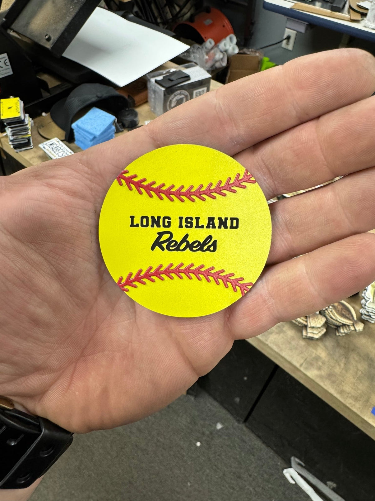 Leatherette softball patch blank for engraving with raised stitching ...