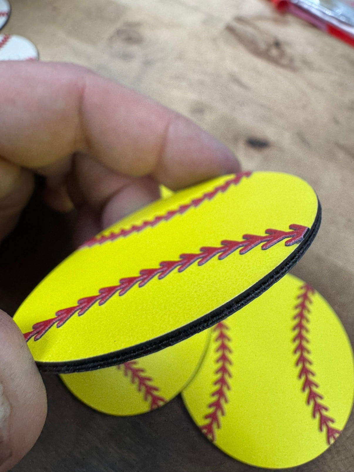 Leatherette softball patch blank for engraving with raised stitching ...