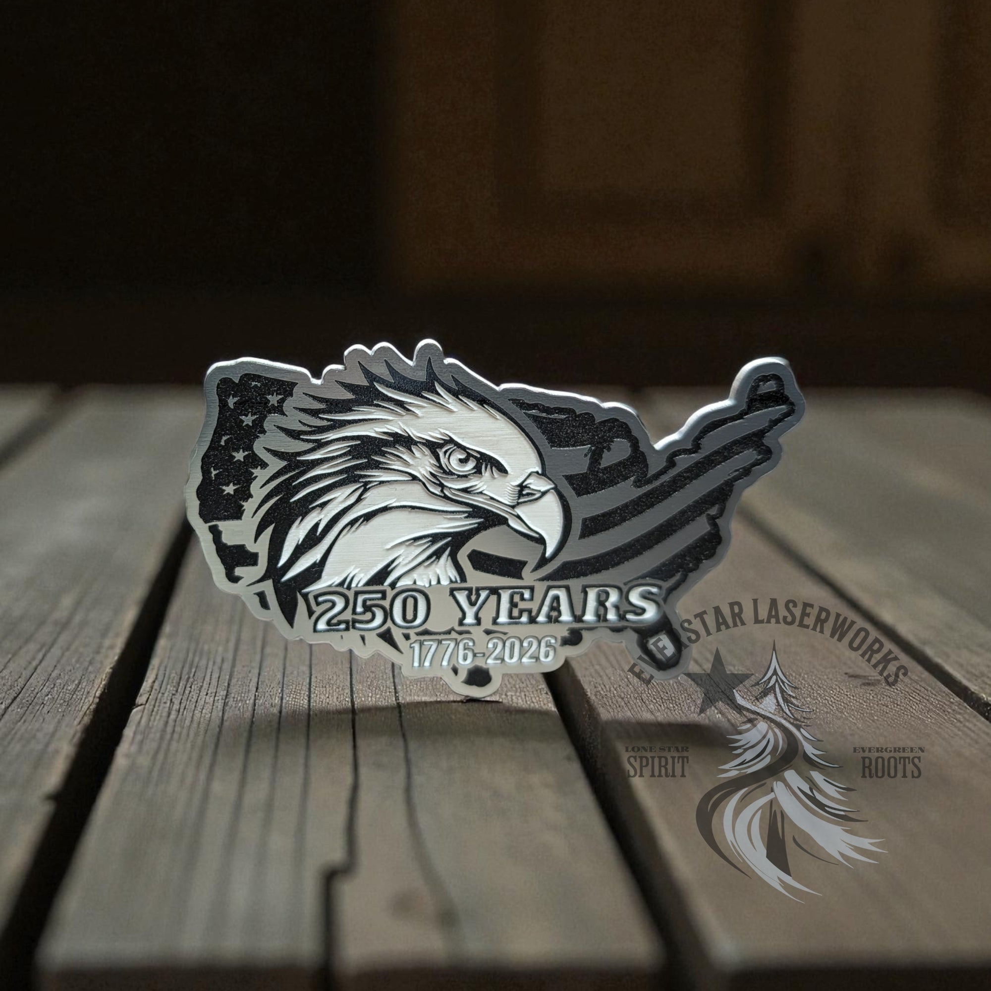 Patriot USA Eagle 250 Years Stainless Acrylic Patch – Lone Star Adhesive